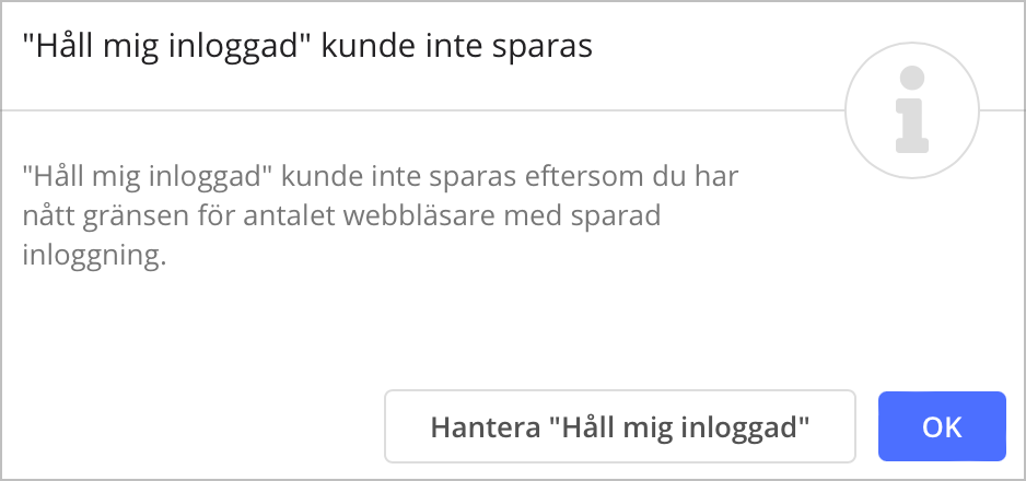 Hantera Håll mig inloggad